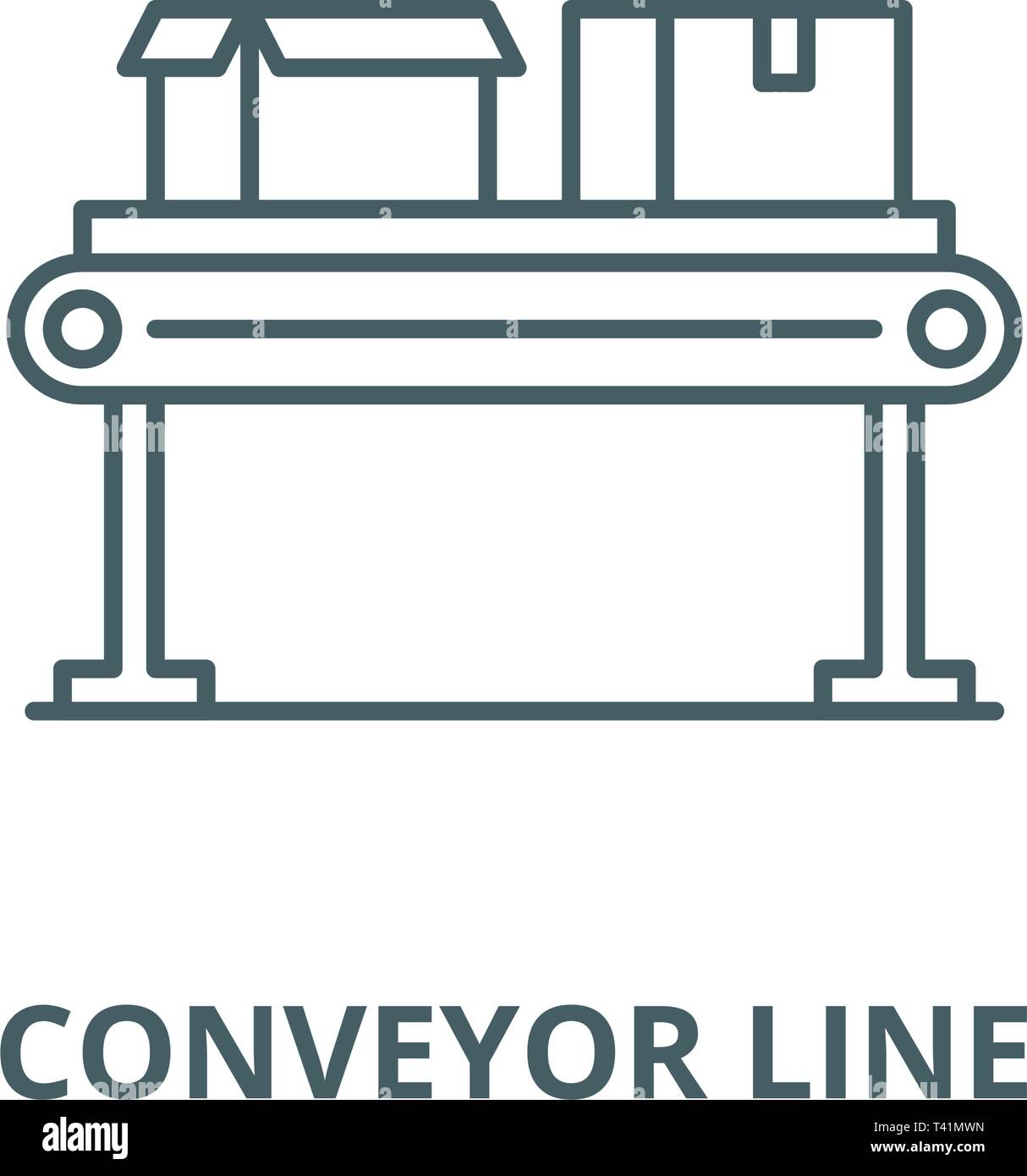 Conveyor line line icon, vector. Conveyor line outline sign, concept ...