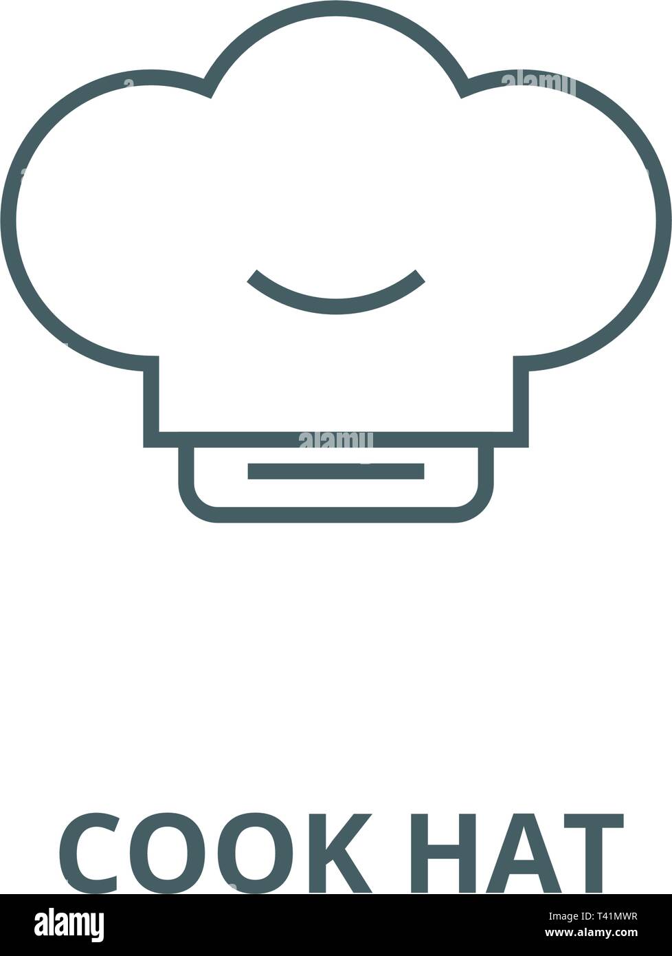 Cook hat line icon, vector. Cook hat outline sign, concept symbol, flat ...