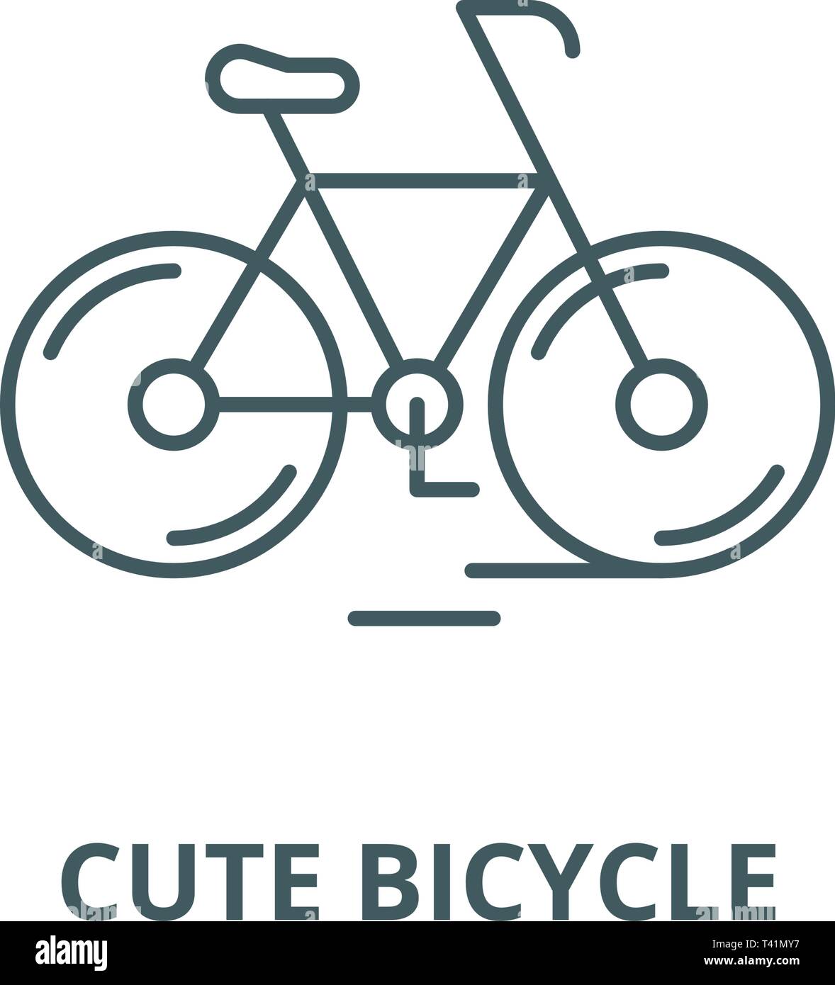 Cute bicycle line icon, vector. Cute bicycle outline sign, concept ...