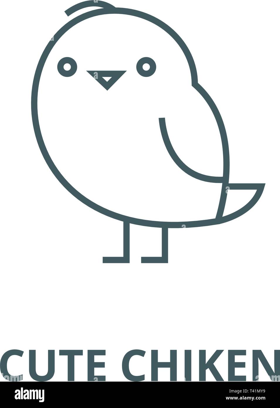 Cute chiken line icon, vector. Cute chiken outline sign, concept symbol ...