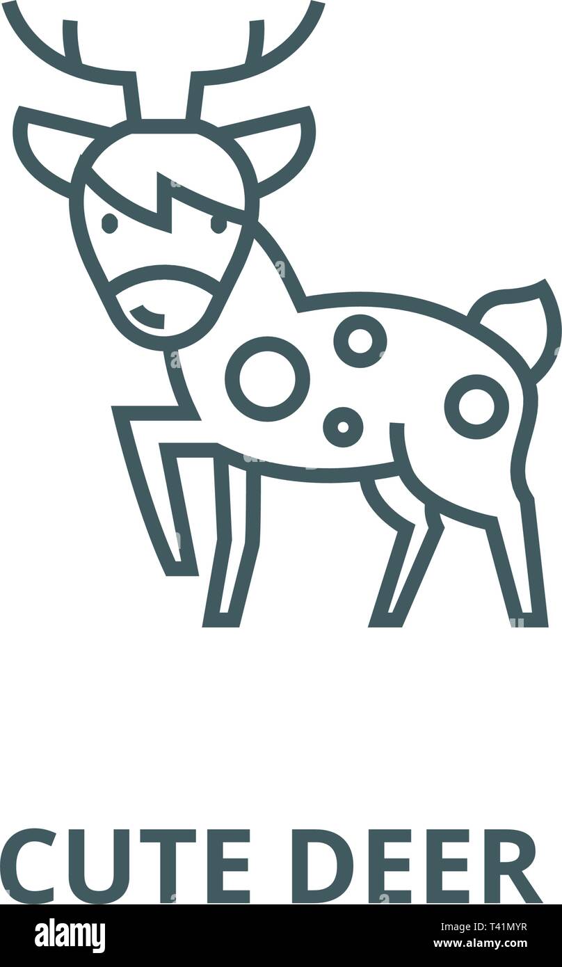 Cute deer line icon, vector. Cute deer outline sign, concept symbol ...