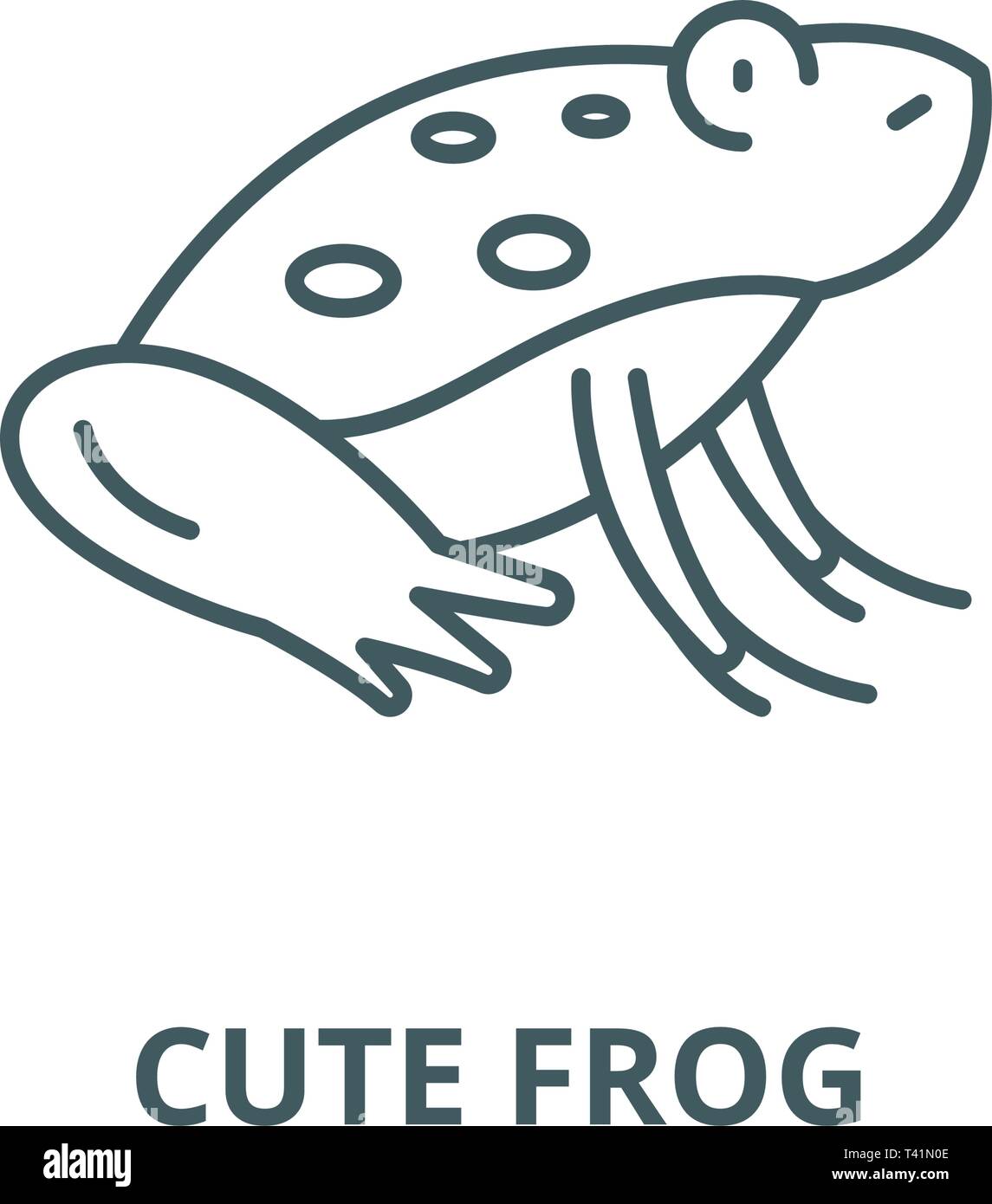 Cute frog line icon, vector. Cute frog outline sign, concept symbol ...