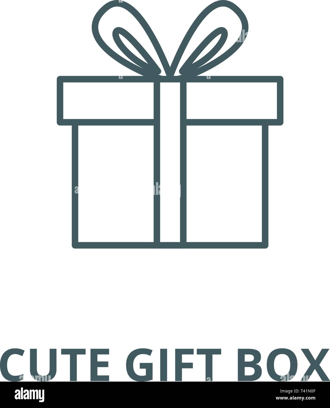 Cute gift box line icon, vector. Cute gift box outline sign, concept ...