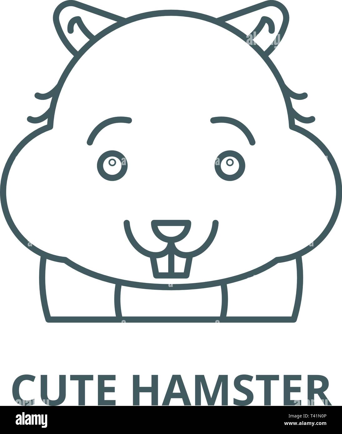 Cute hamster line icon, vector. Cute hamster outline sign, concept ...