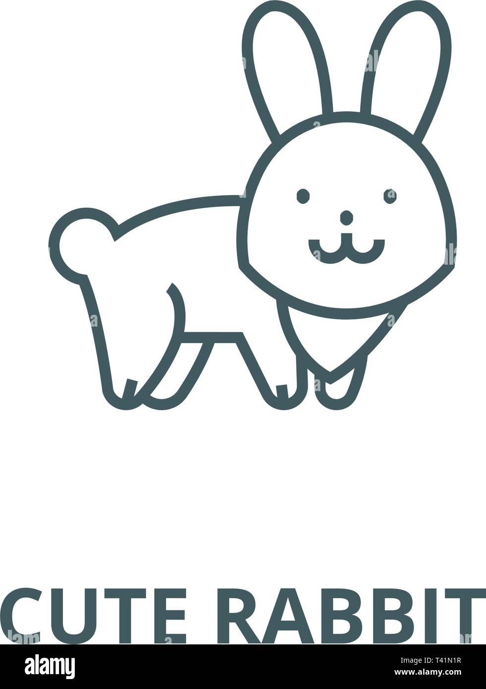 Cute rabbit line icon, vector. Cute rabbit outline sign, concept symbol ...