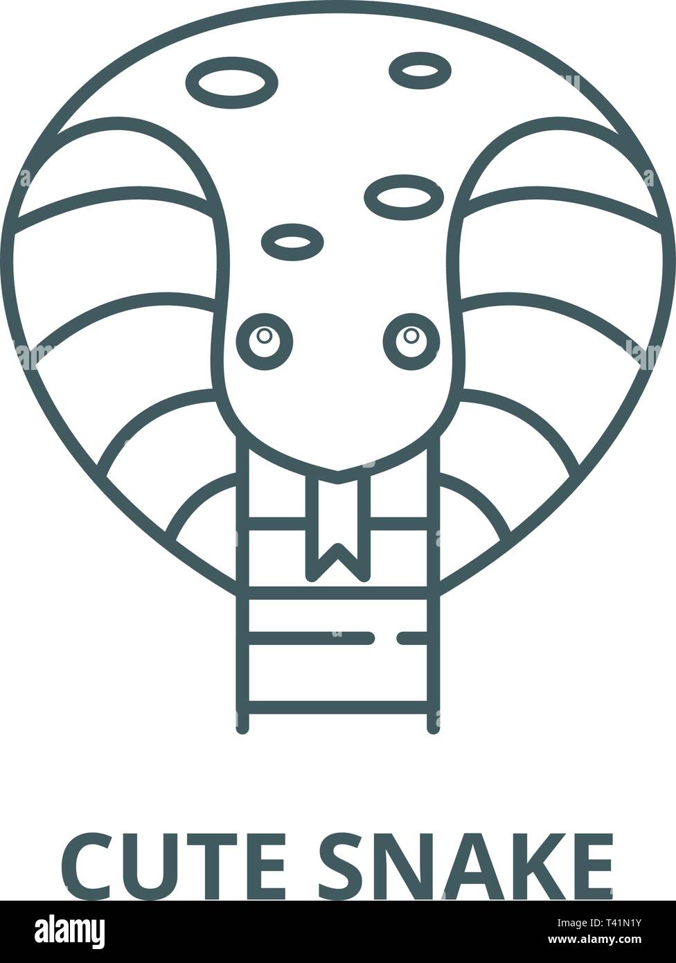 Cute snake line icon, vector. Cute snake outline sign, concept symbol ...