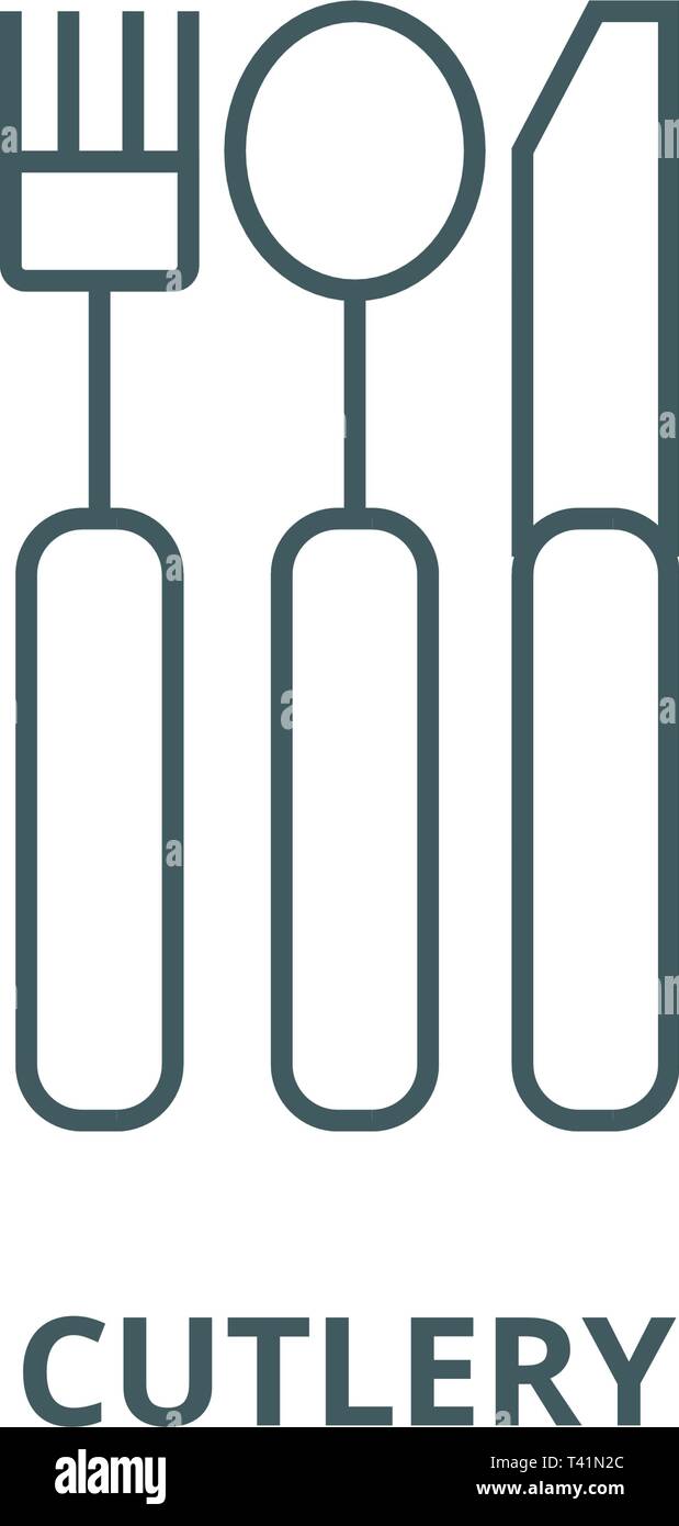 Cutlery line icon, vector. Cutlery outline sign, concept symbol, flat ...