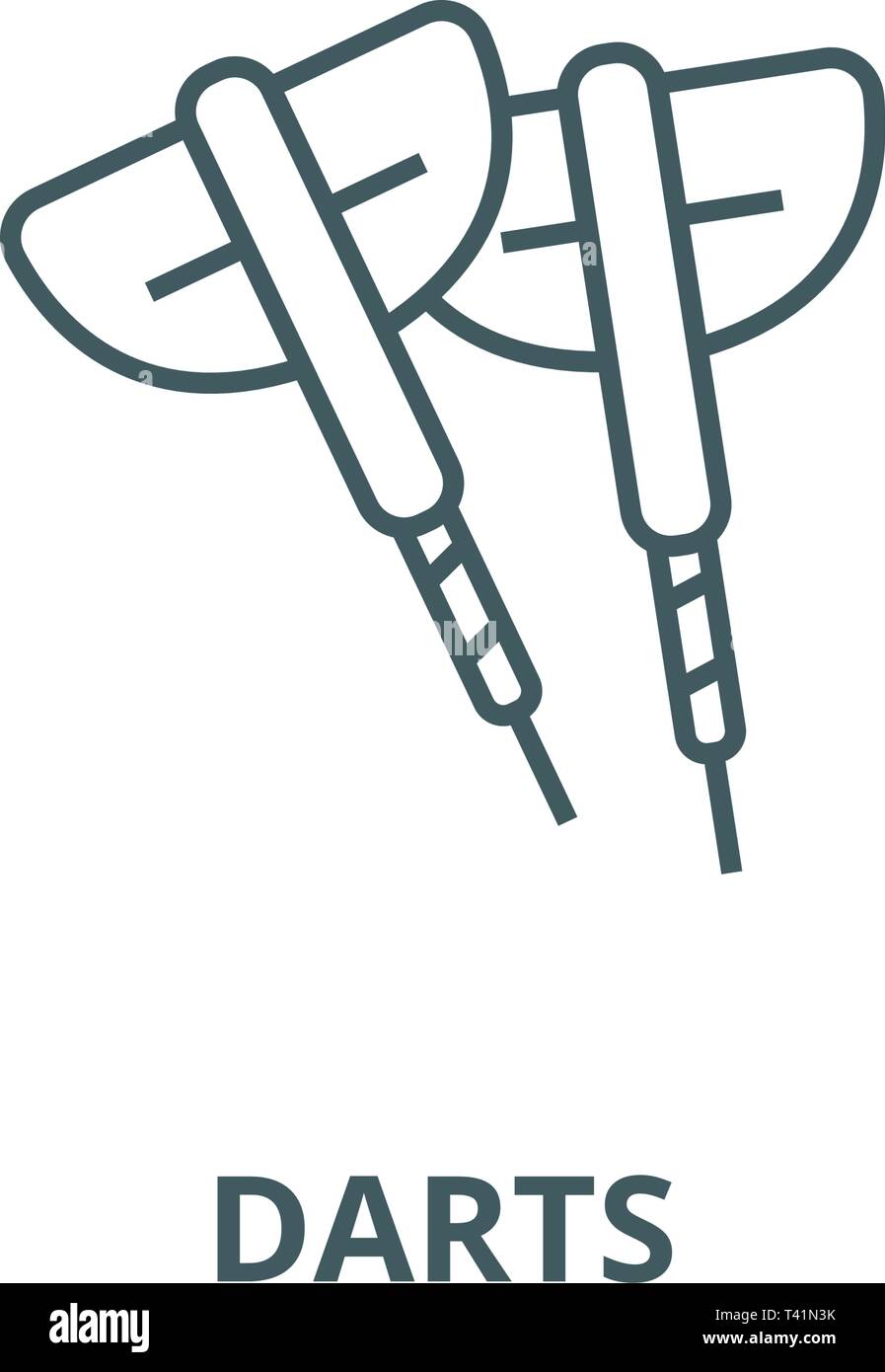 Darts line icon, vector. Darts outline sign, concept symbol, flat ...