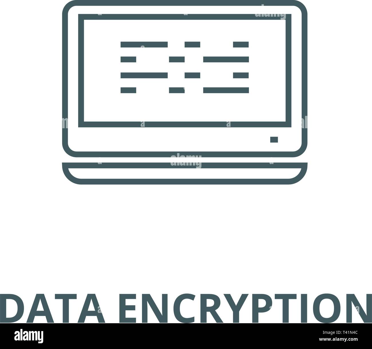 Data protection and encryption line icon, vector. Data protection and encryption outline sign ...