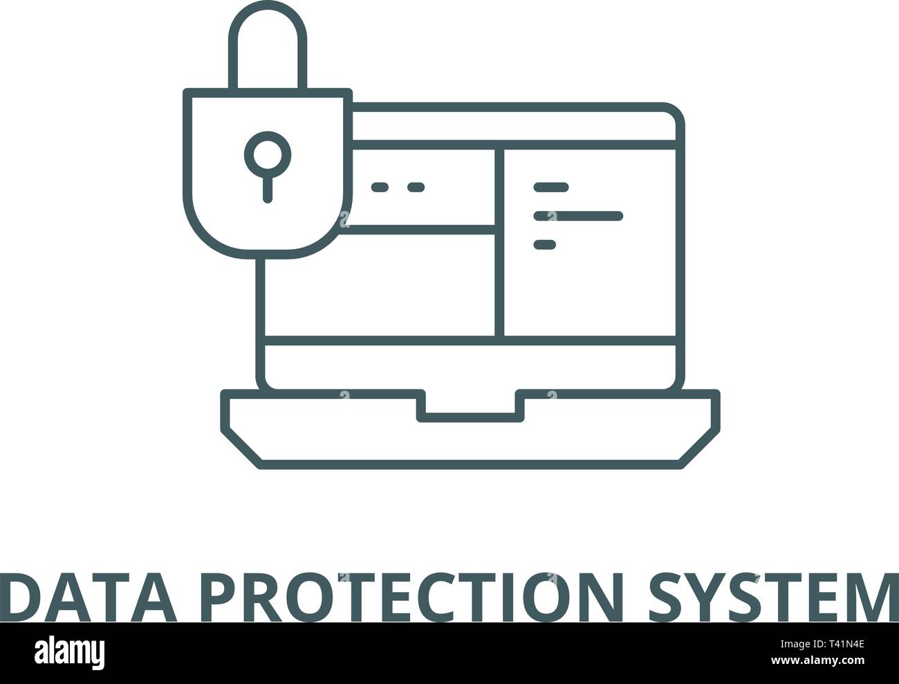 Data protection system line icon, vector. Data protection system ...