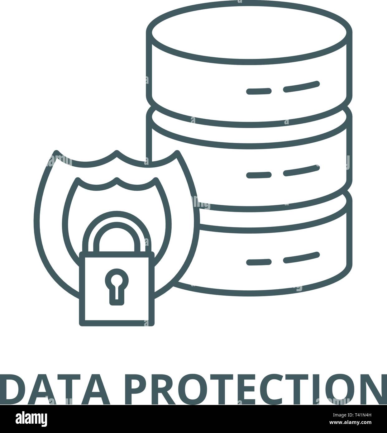 Data protection line icon, vector. Data protection outline sign ...