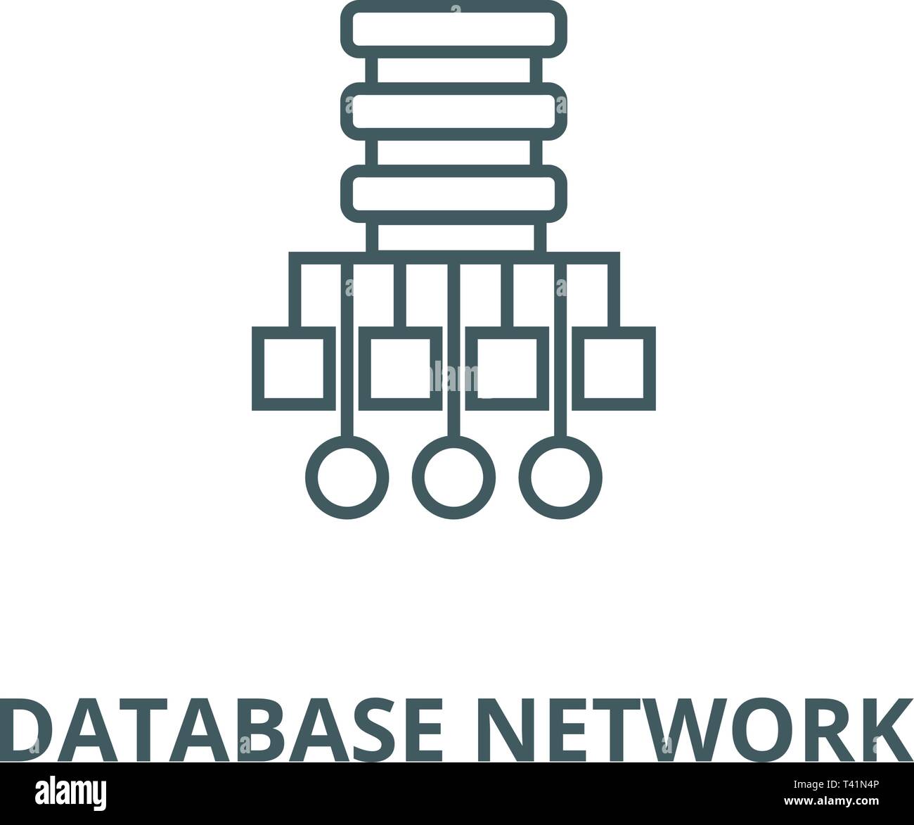 Database network illustration line icon, vector. Database network ...