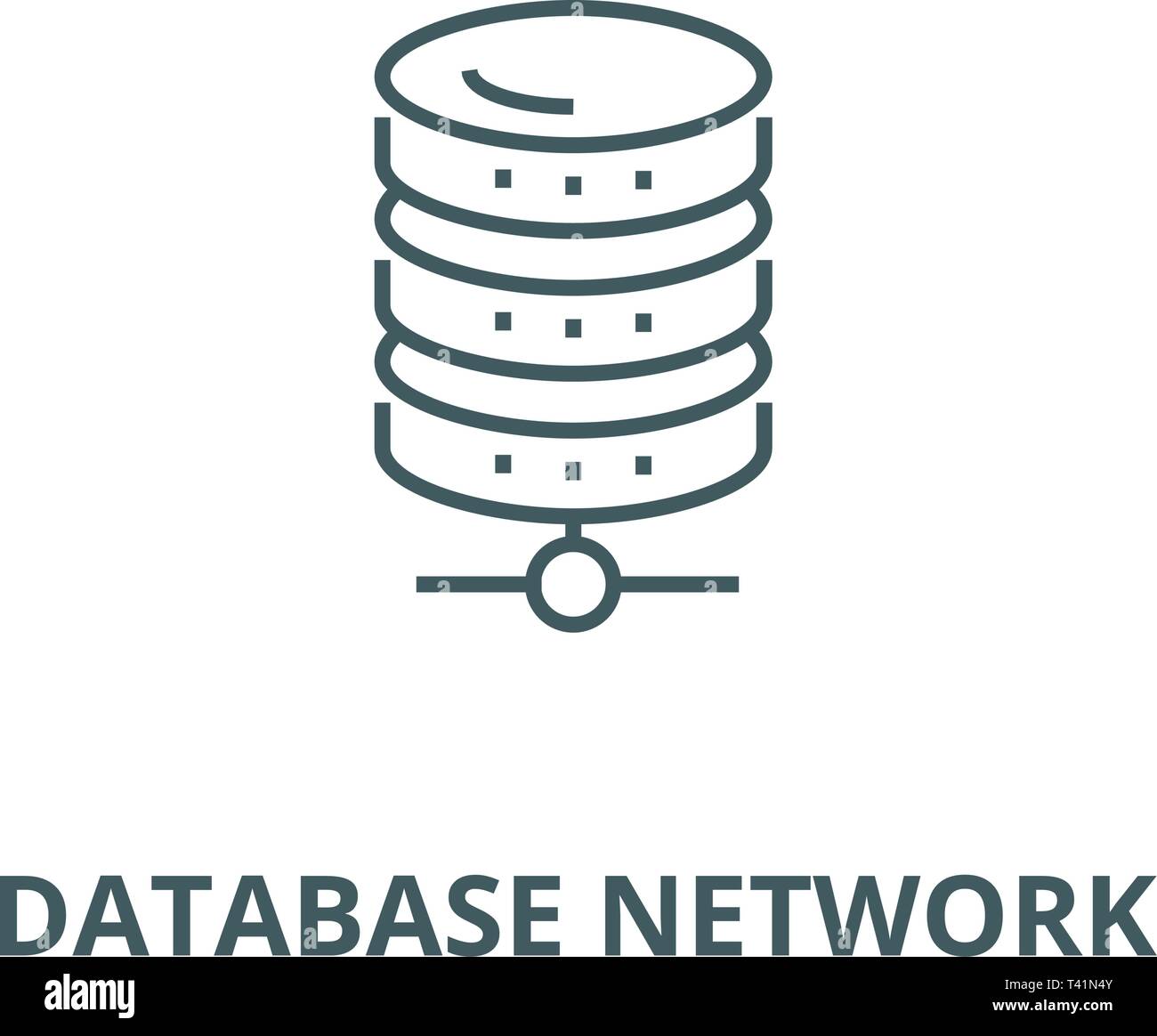 Database network line icon, vector. Database network outline sign ...