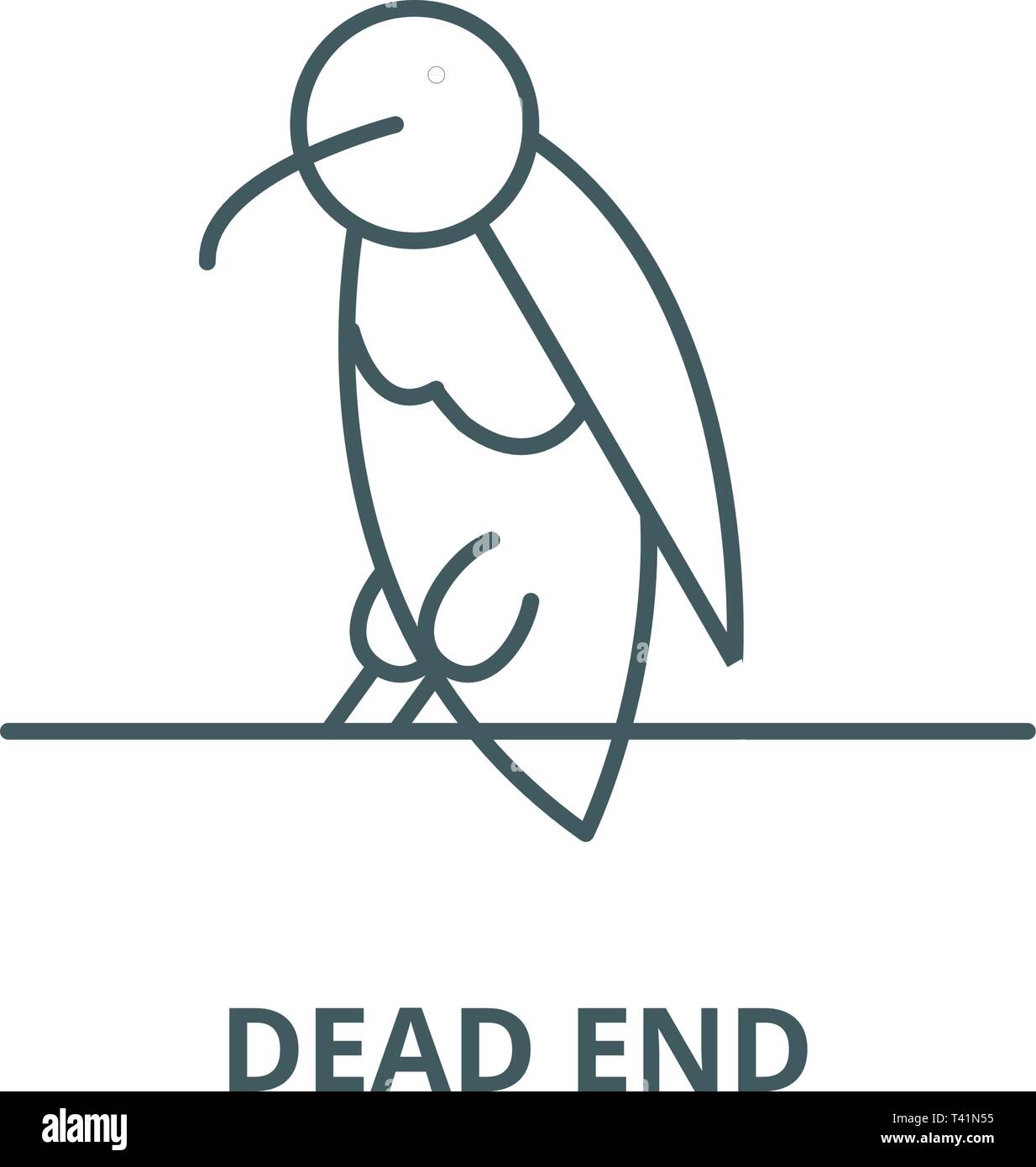 Dead end line icon, vector. Dead end outline sign, concept symbol, flat ...