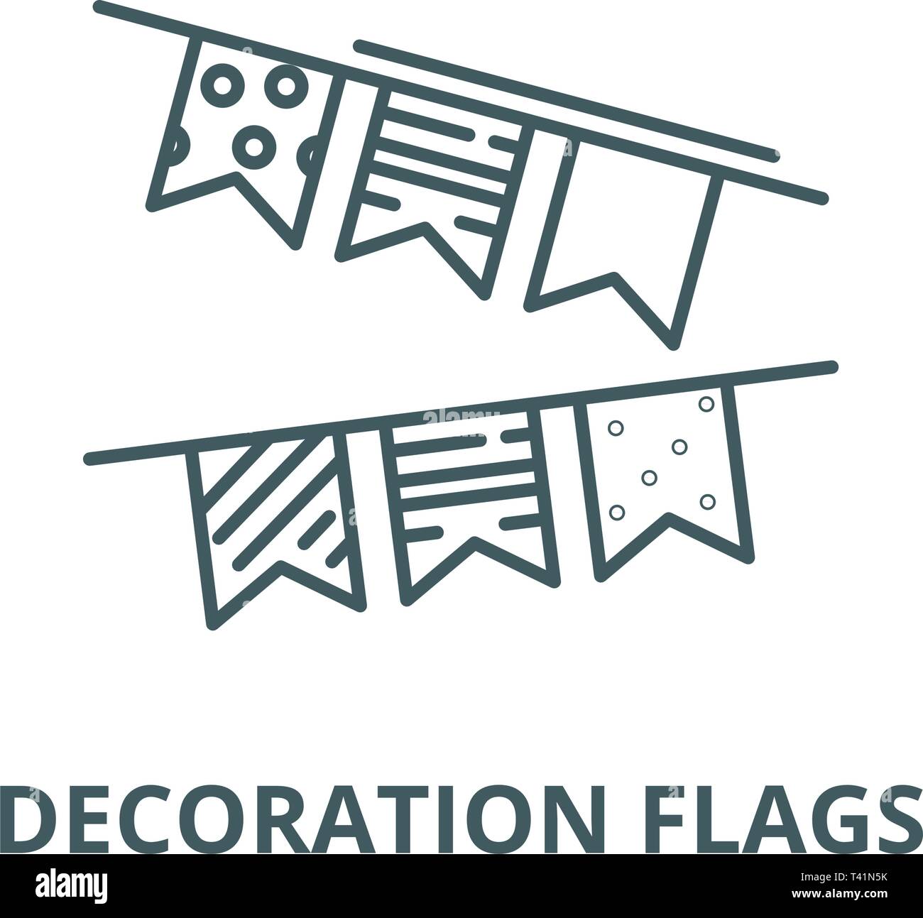 Decoration flags line icon, vector. Decoration flags outline sign ...