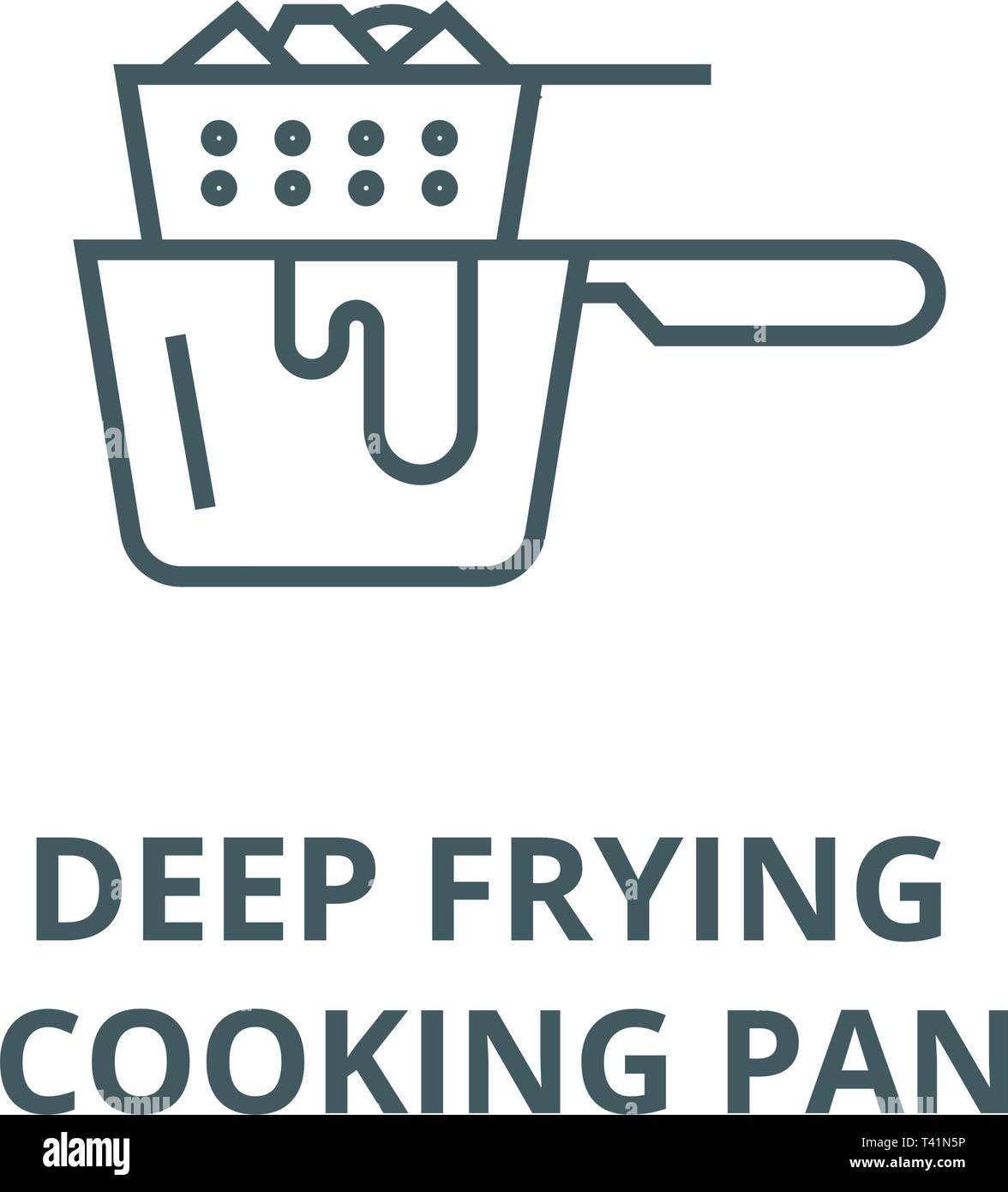 Deep frying cooking pan line icon, vector. Deep frying cooking pan ...