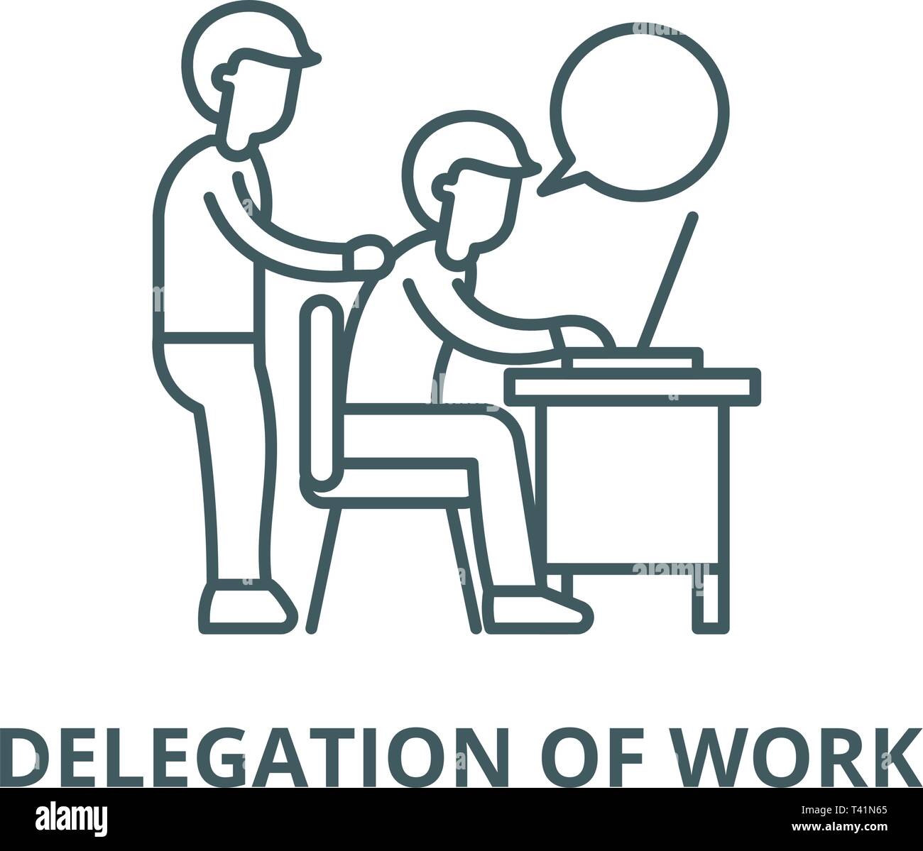 Delegation of work line icon, vector. Delegation of work outline sign ... Delegation of work line icon, vector. Delegation of work outline sign ...