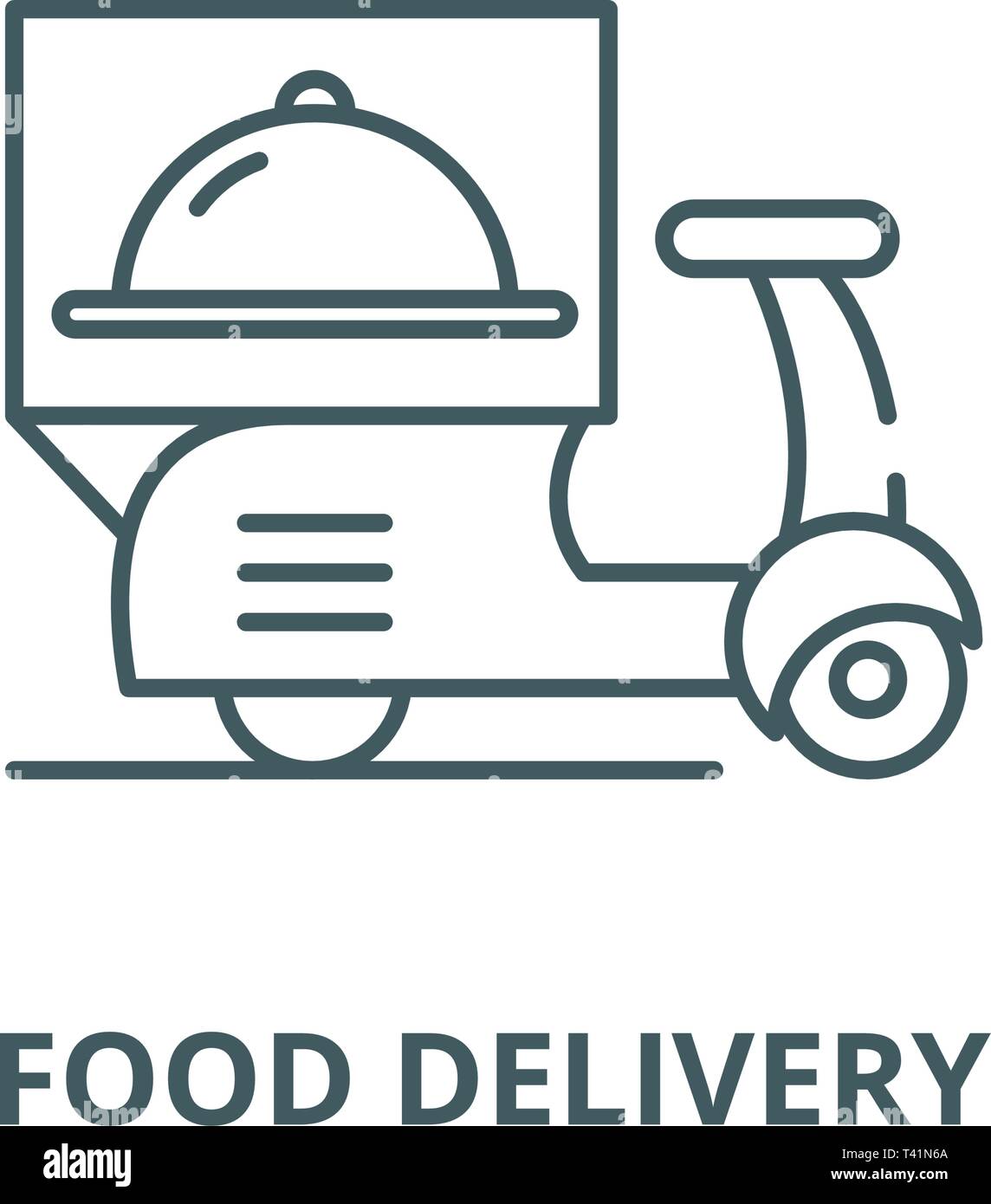 Delivery from restaurants line icon, vector. Delivery from restaurants ...