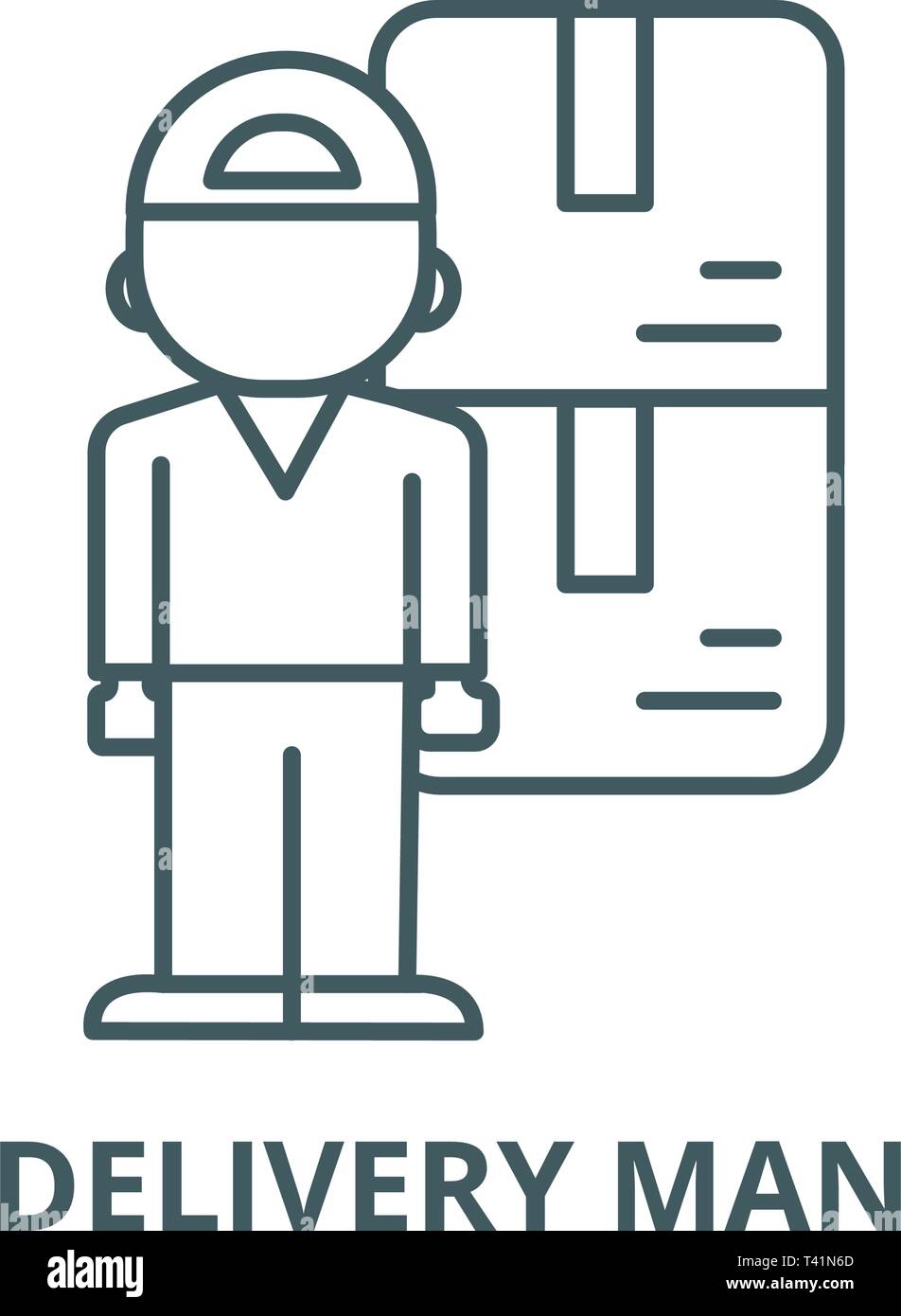 Delivery man line icon, vector. Delivery man outline sign, concept ...