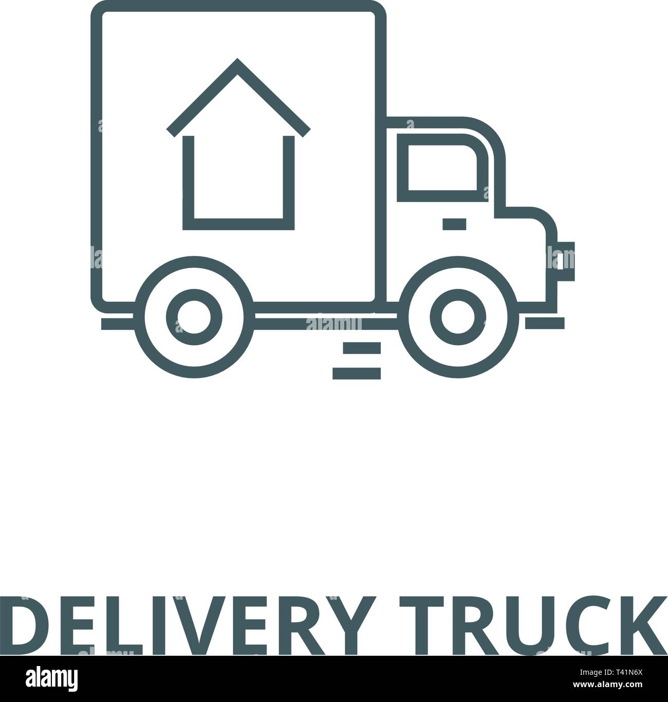 Delivery truck line icon, vector. Delivery truck outline sign, concept ...