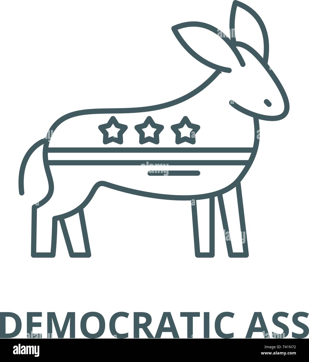 Democratic ass line icon, vector. Democratic ass outline sign, concept ...