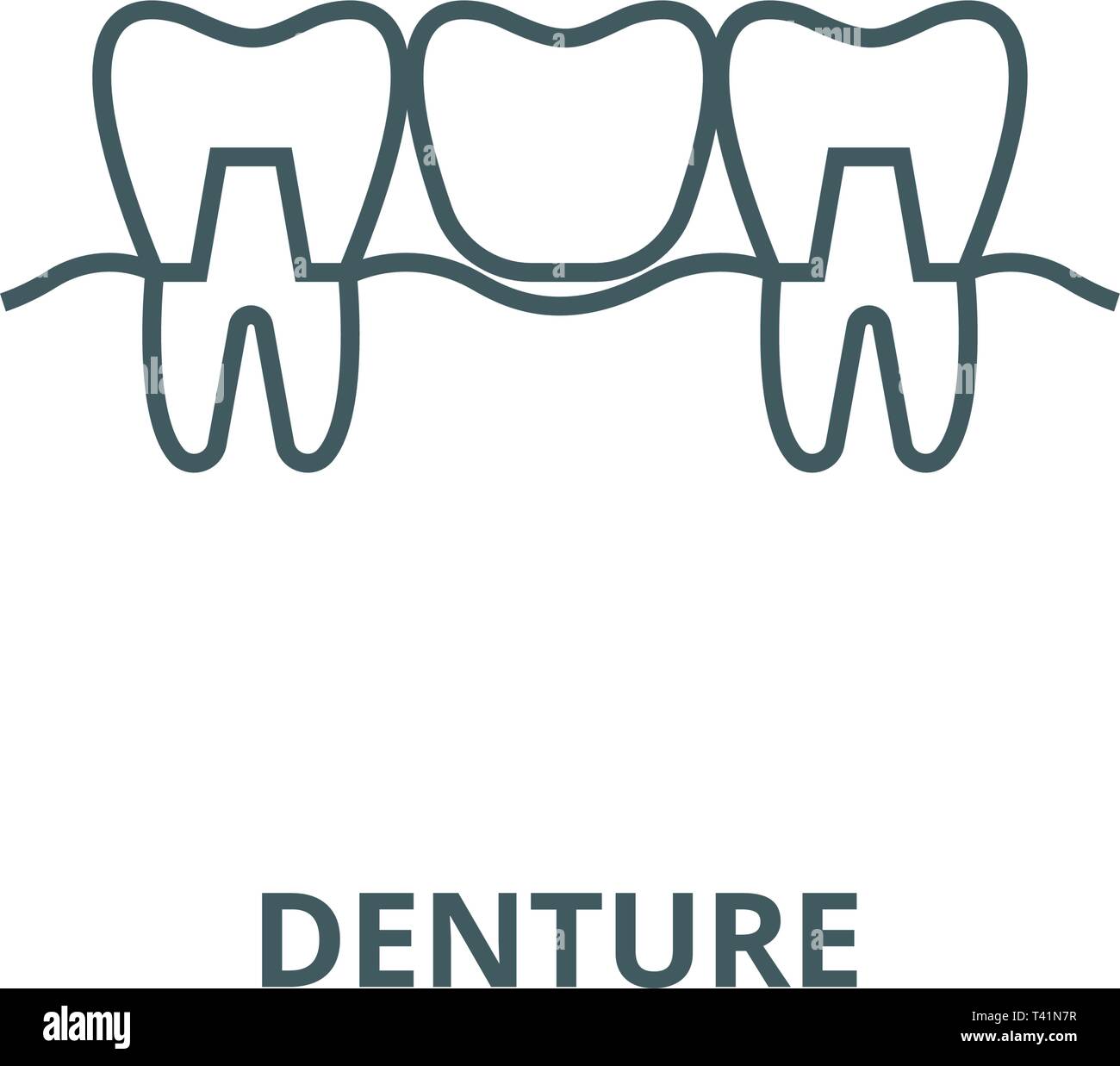 Denture line icon, vector. Denture outline sign, concept symbol, flat ...