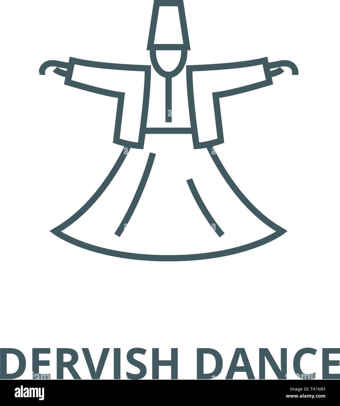 Dervish dance,islam line icon, vector. Dervish dance,islam outline sign ...