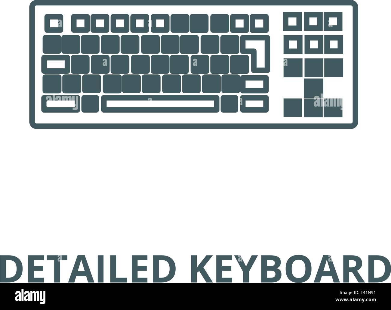 Detailed keyboard line icon, vector. Detailed keyboard outline sign ...