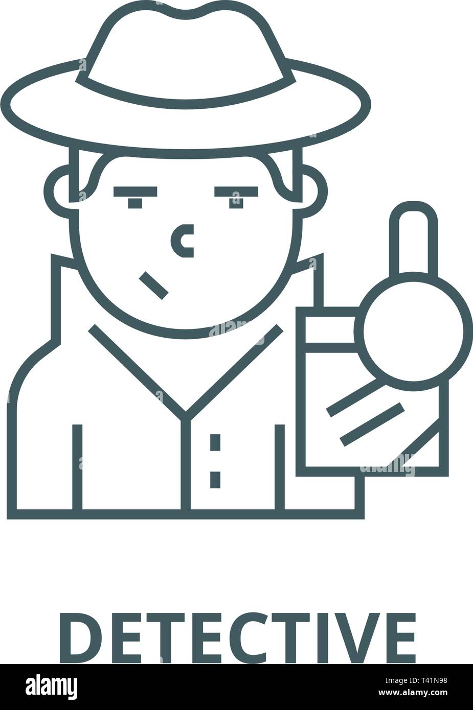 Detective line icon, vector. Detective outline sign, concept symbol ...