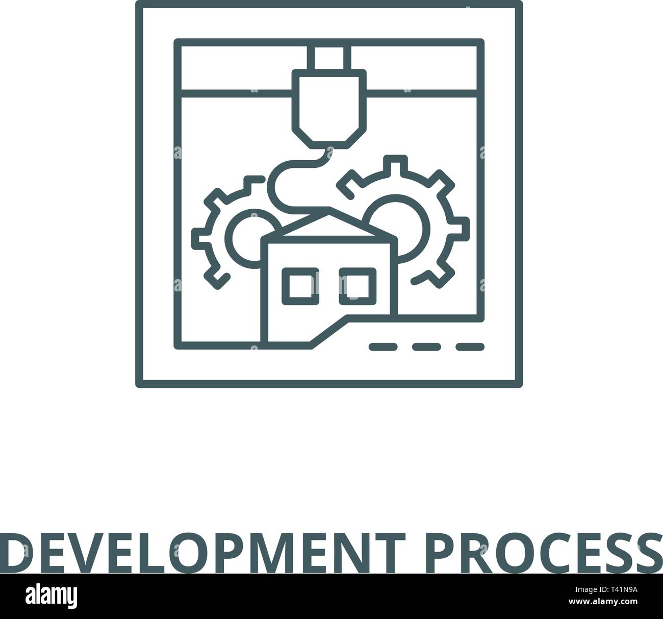 Development process line icon, vector. Development process outline sign ...