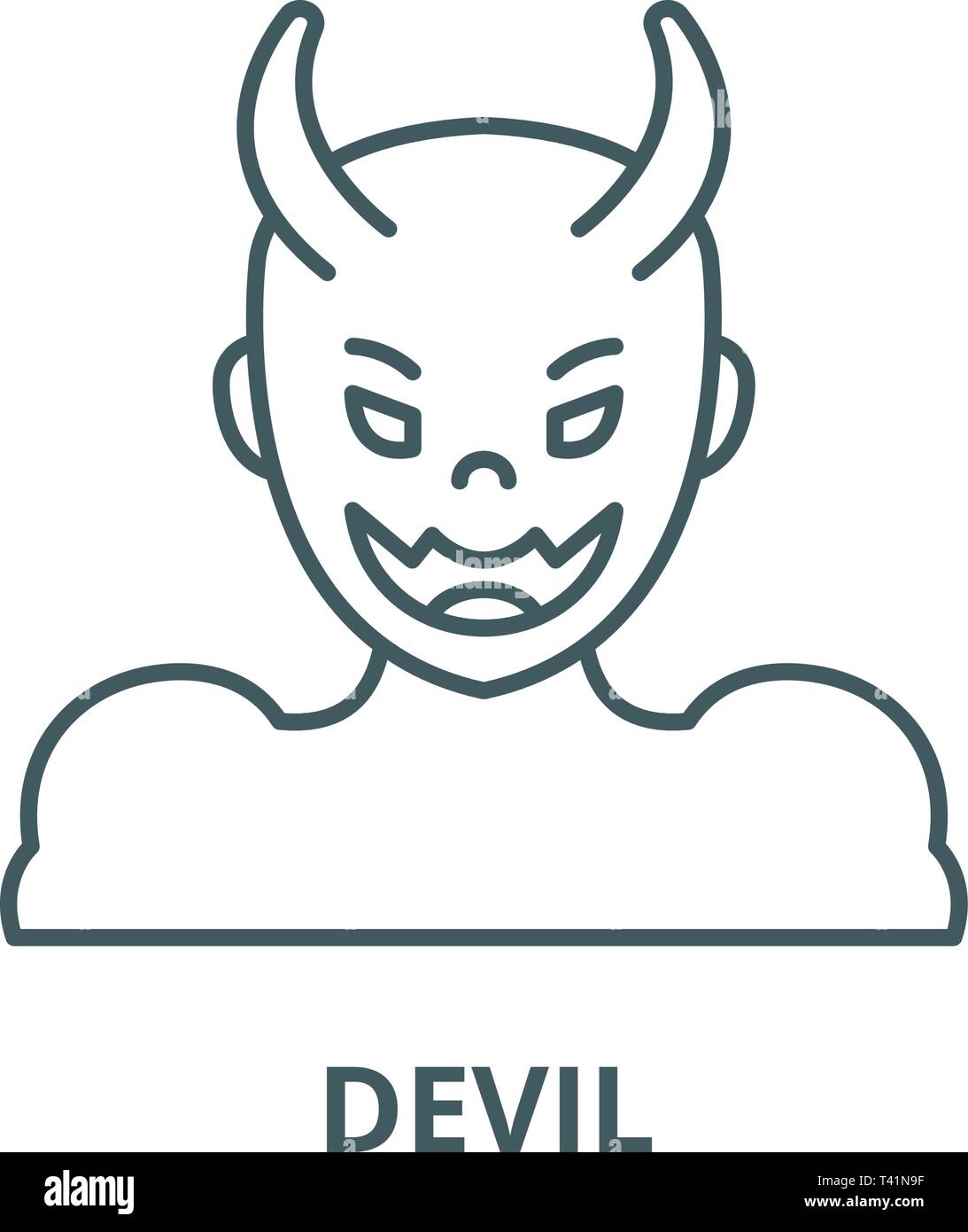 Devil Line Icon Vector Devil Outline Sign Concept Symbol Flat