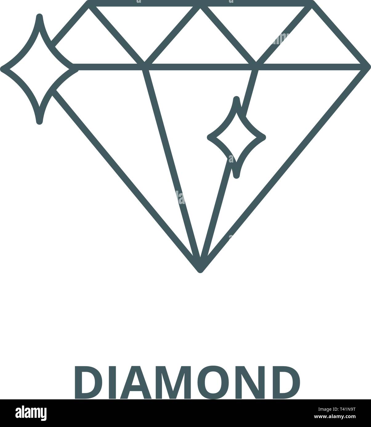 Diamond line icon, vector. Diamond outline sign, concept symbol, flat ...