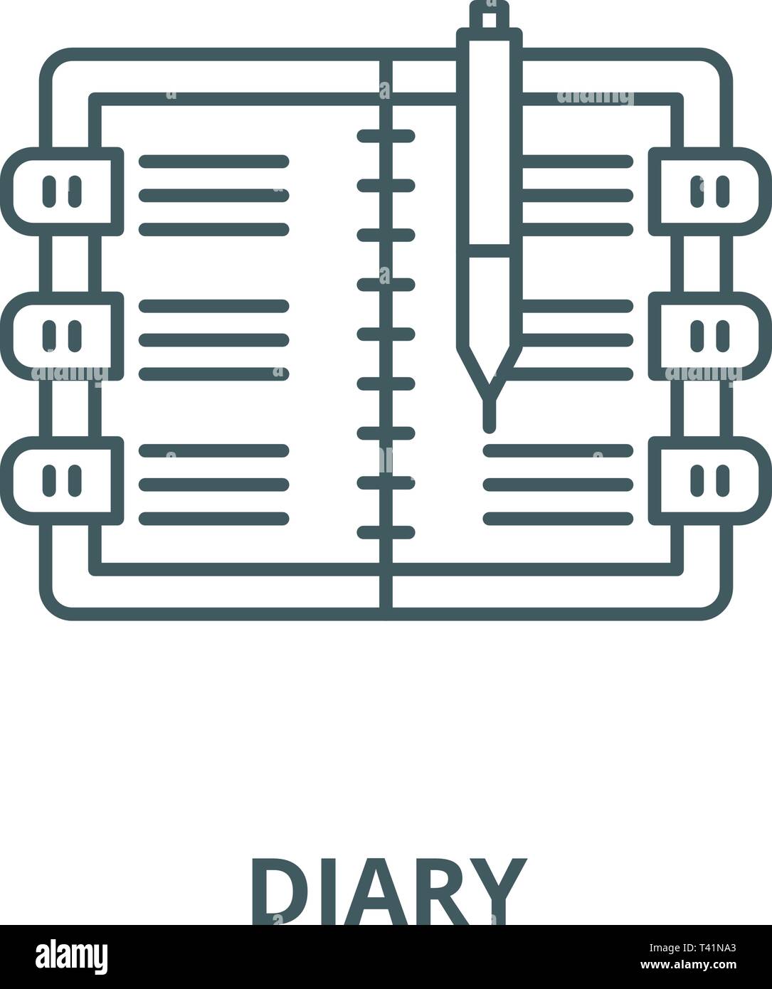 Diary line icon, vector. Diary outline sign, concept symbol, flat ...