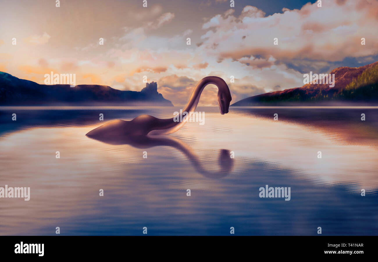 Illustration loch ness monster hi-res stock photography and images - Alamy