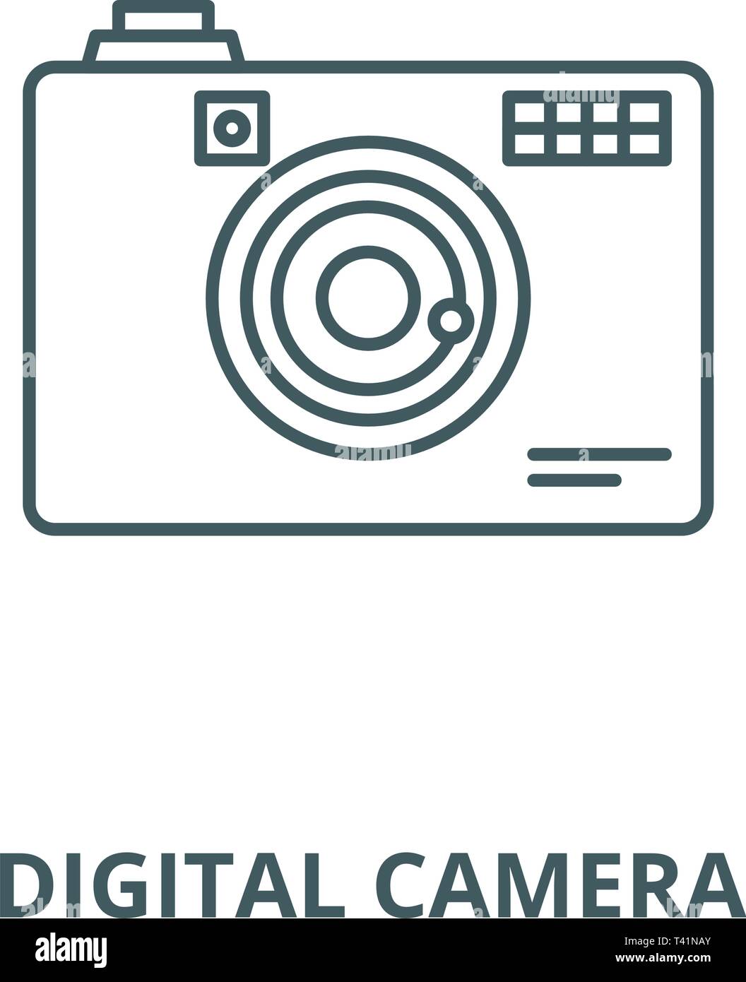 Digital camera line icon, vector. Digital camera outline sign, concept ...