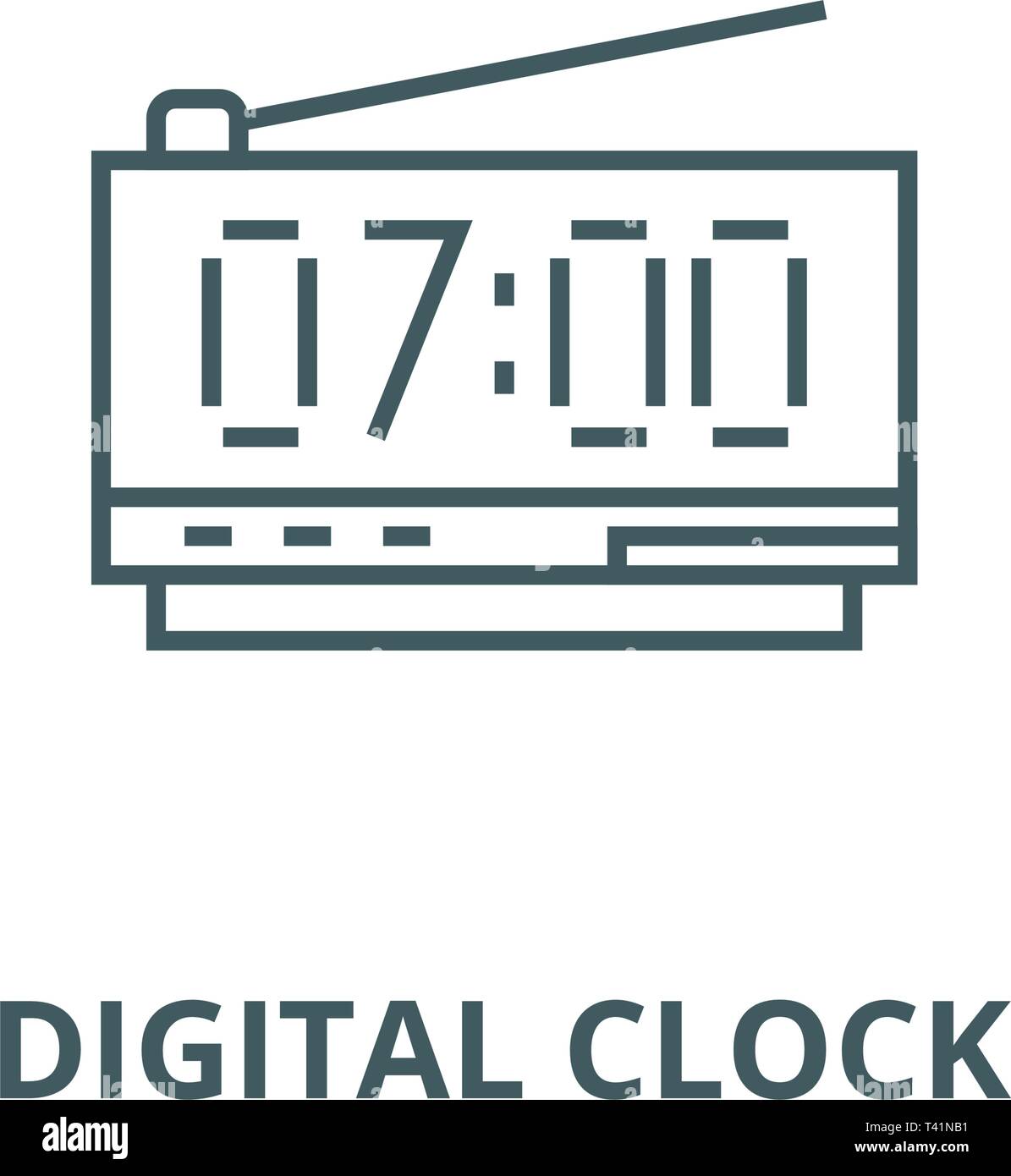 Digital clock line icon, vector. Digital clock outline sign, concept ...