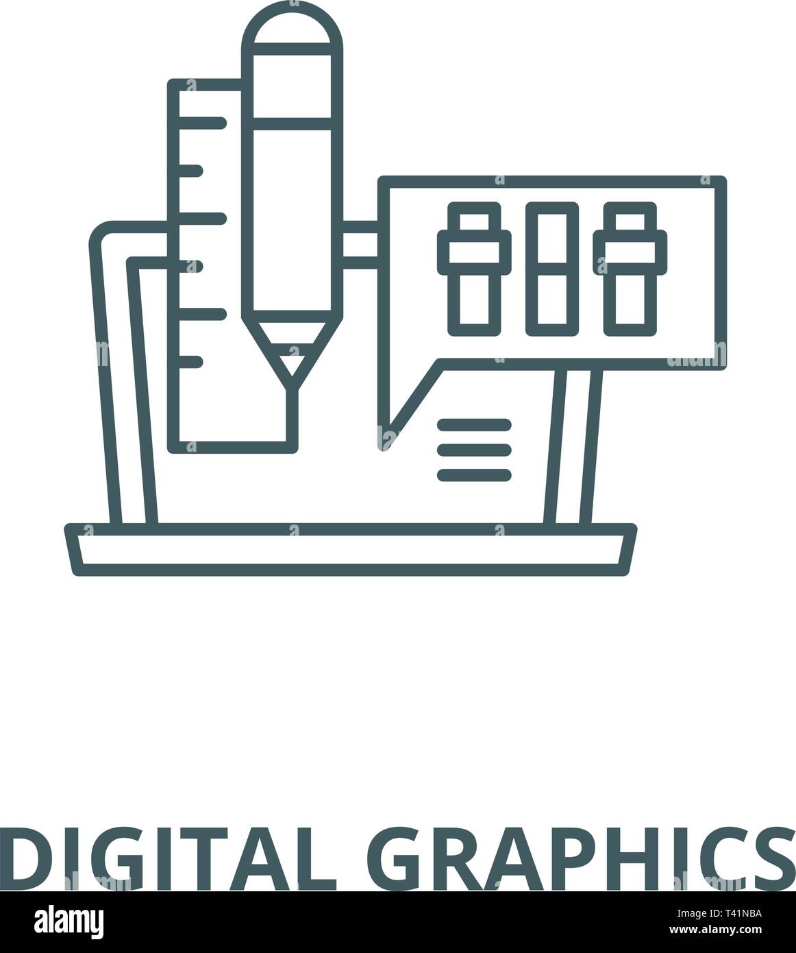 Digital graphics line icon, vector. Digital graphics outline sign ...