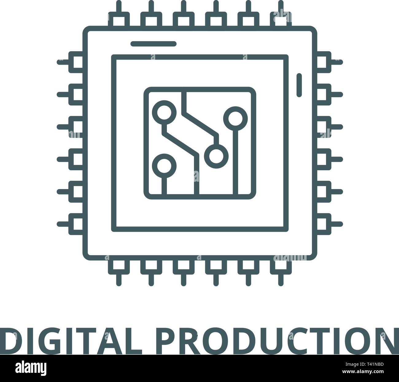 Digital production line icon, vector. Digital production outline sign ...