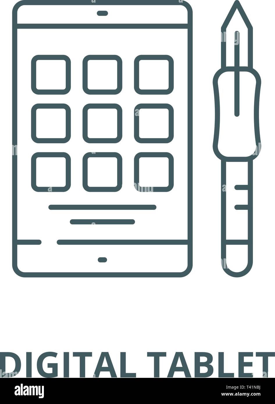 Digital tablet line icon, vector. Digital tablet outline sign, concept ...