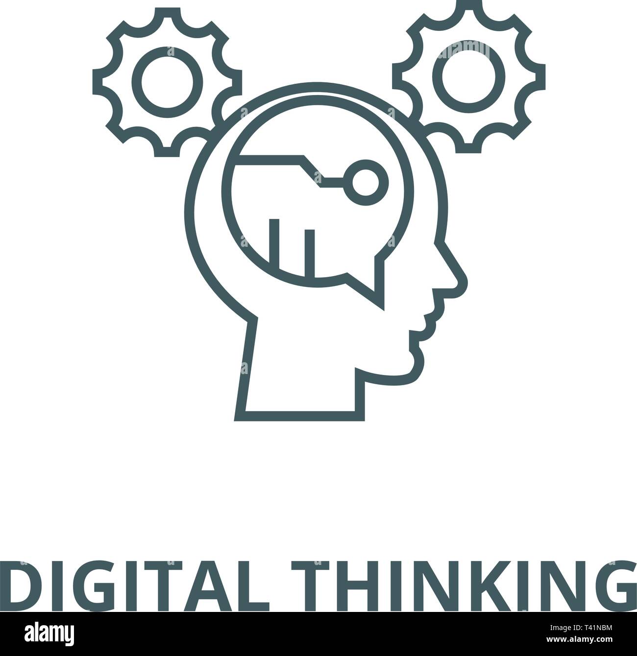 Digital thinking line icon, vector. Digital thinking outline sign ...