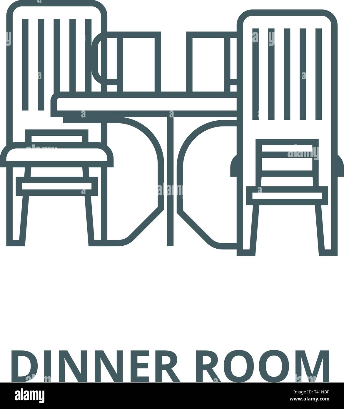 Dinner room line icon, vector. Dinner room outline sign, concept symbol ...