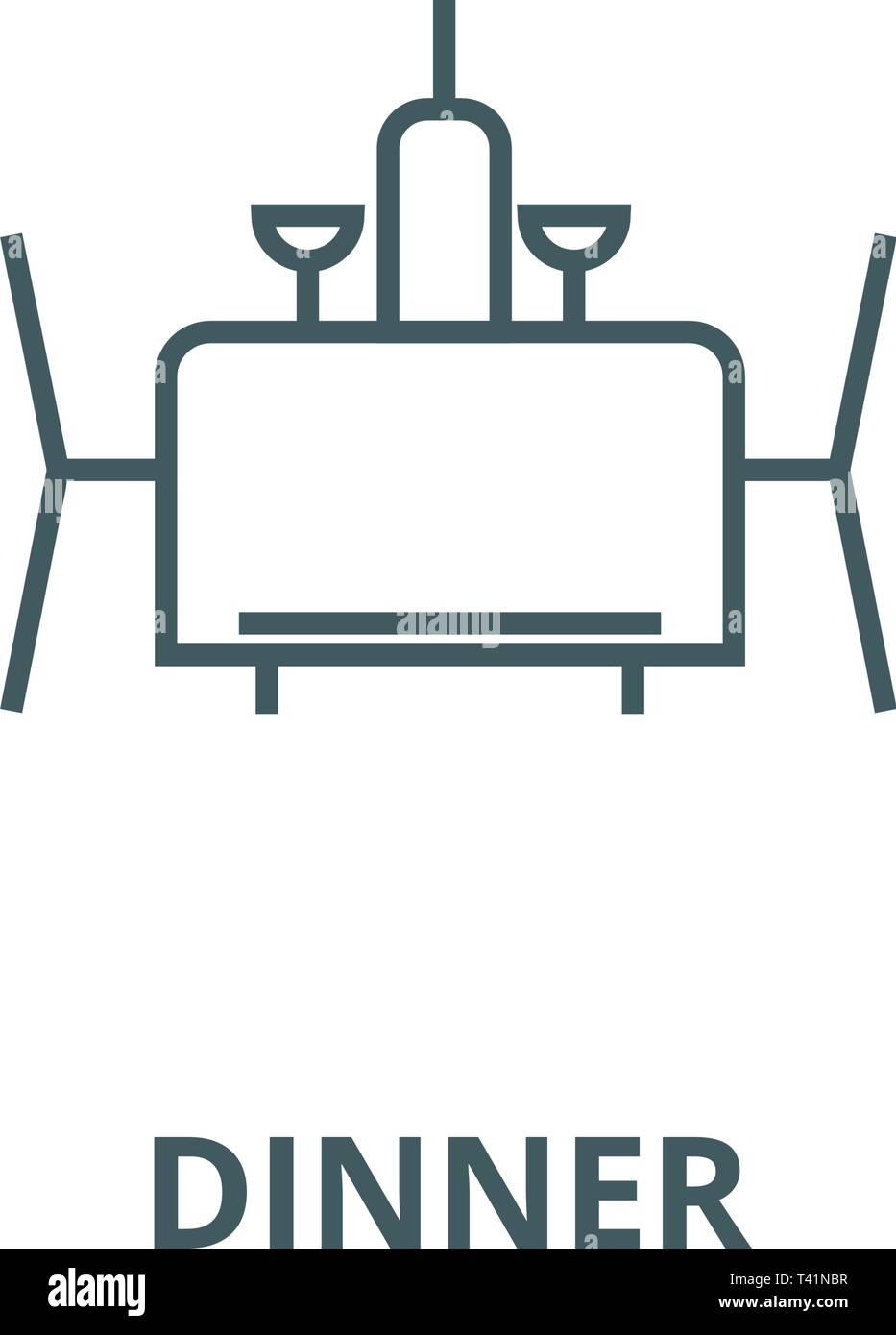 Dinner line icon, vector. Dinner outline sign, concept symbol, flat ...