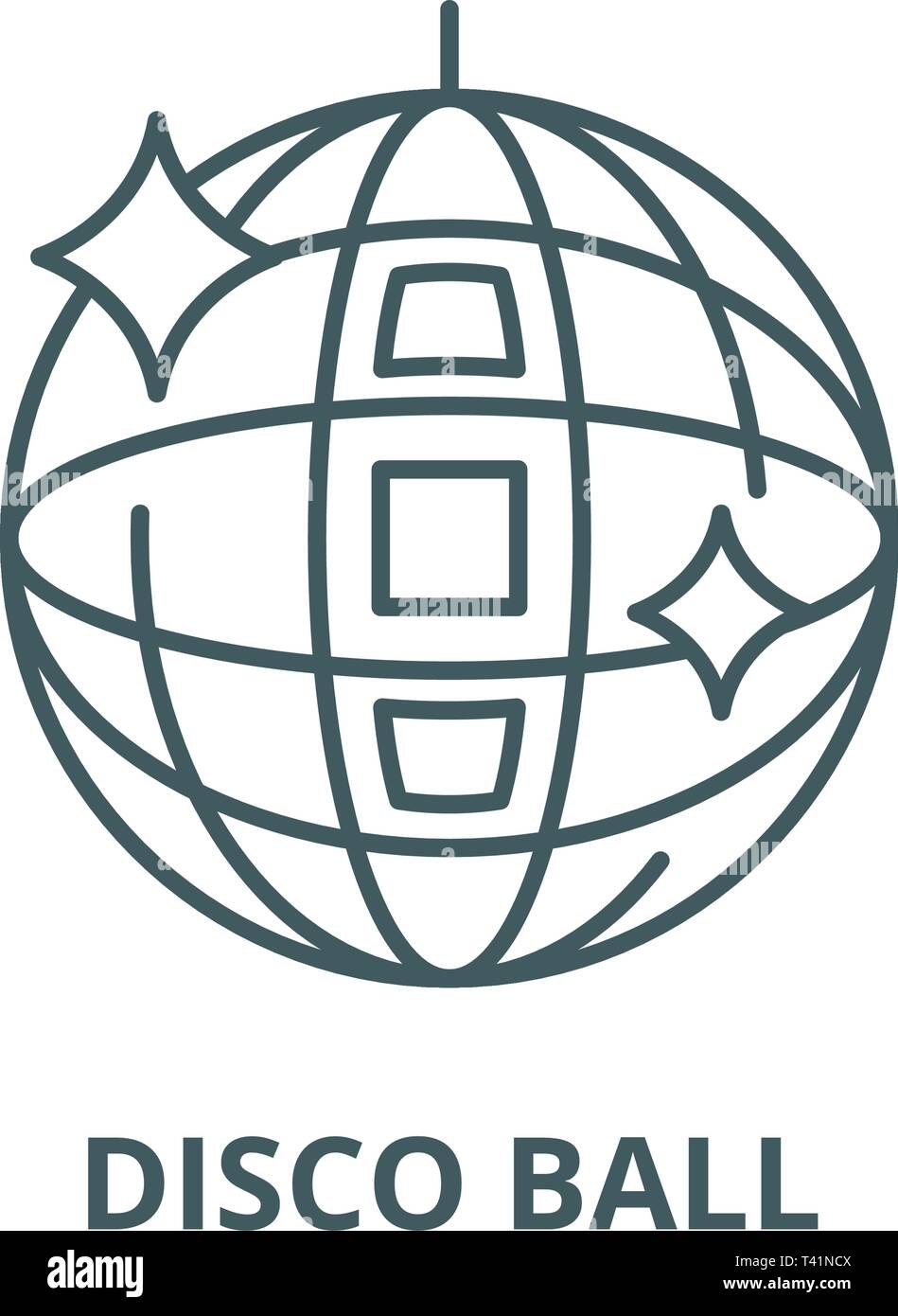 Disco ball line icon, vector. Disco ball outline sign, concept symbol ...