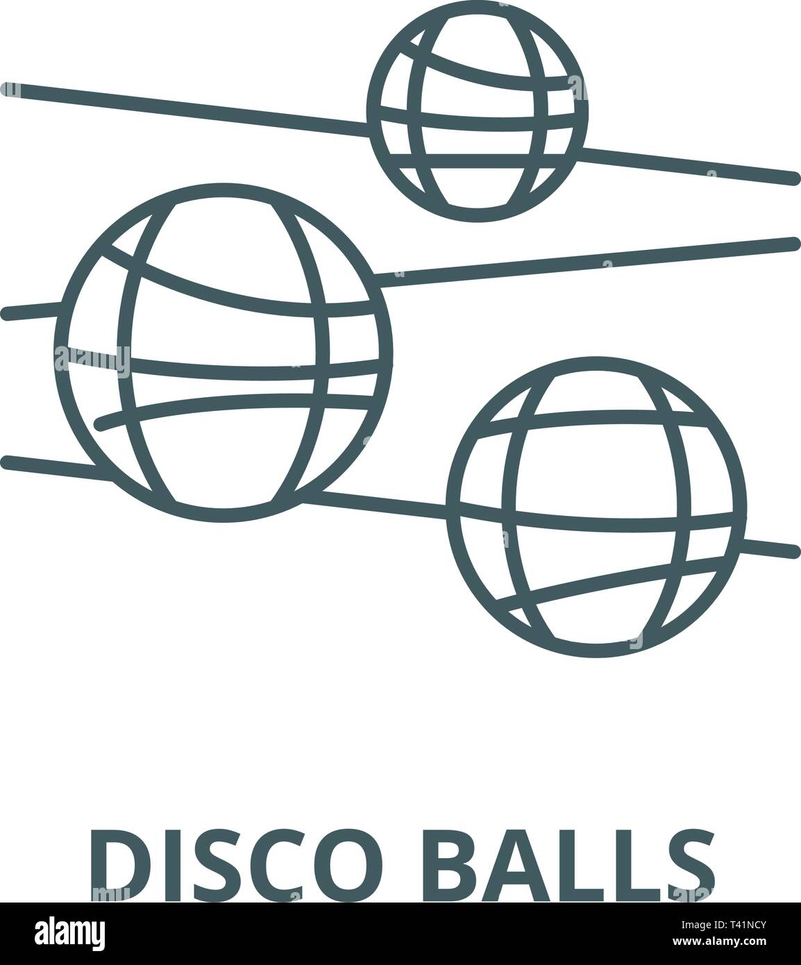 Disco balls line icon, vector. Disco balls outline sign, concept symbol ...