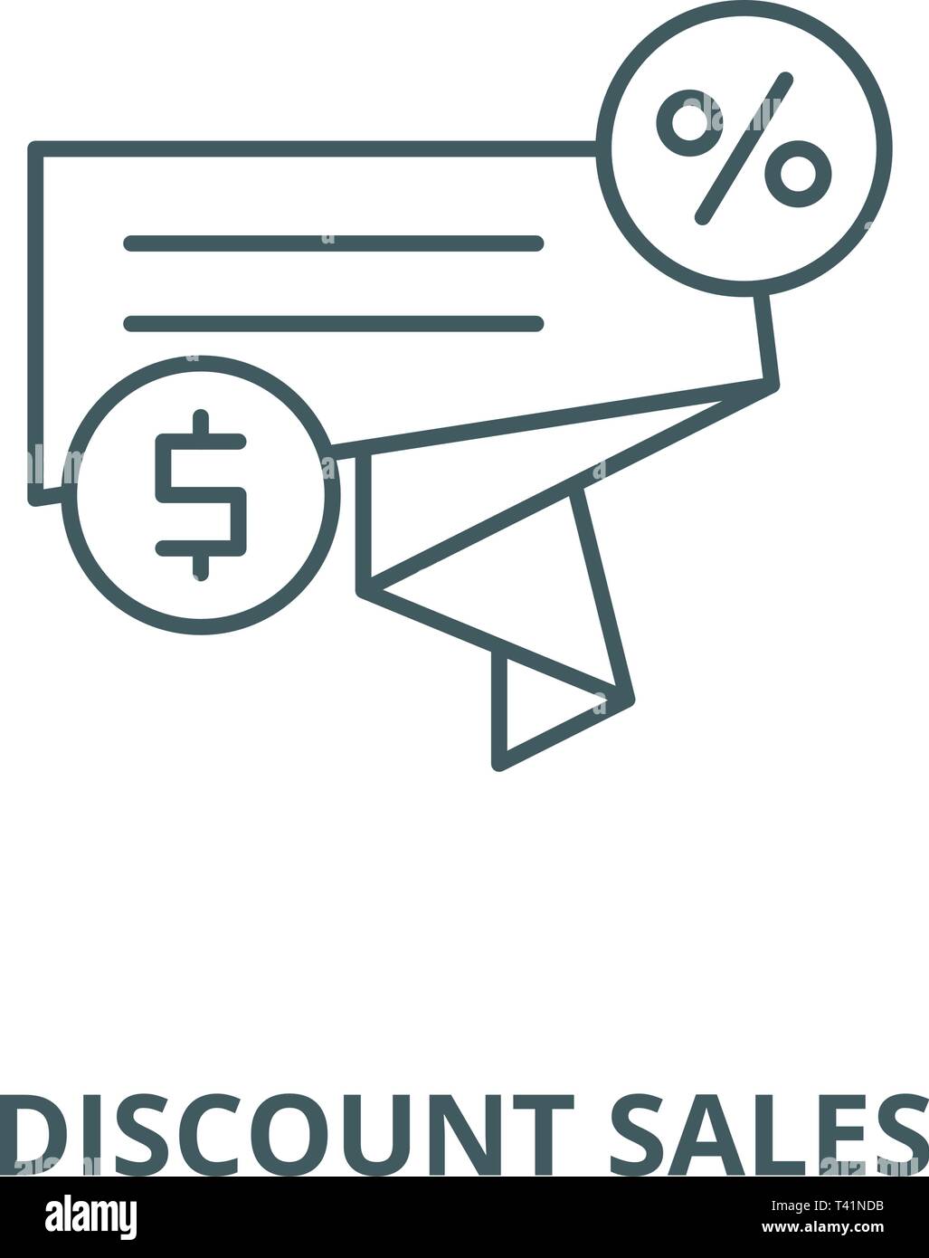 Discount sales line icon, vector. Discount sales outline sign, concept ...