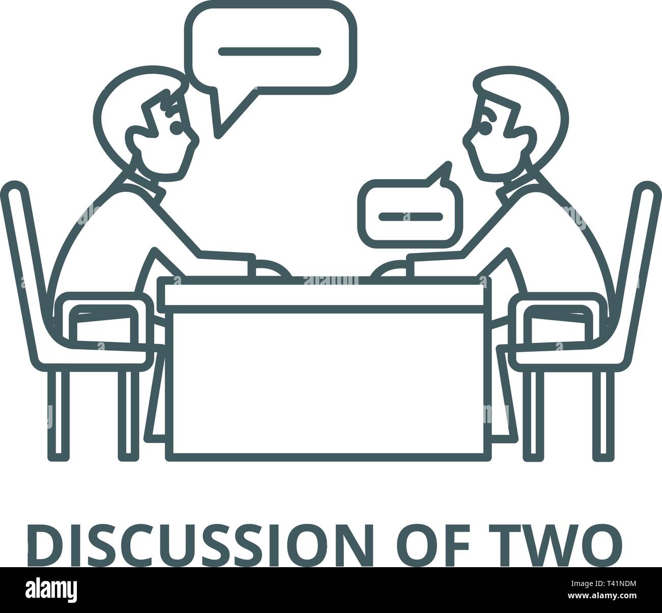 Discussion of two line icon, vector. Discussion of two outline sign ...