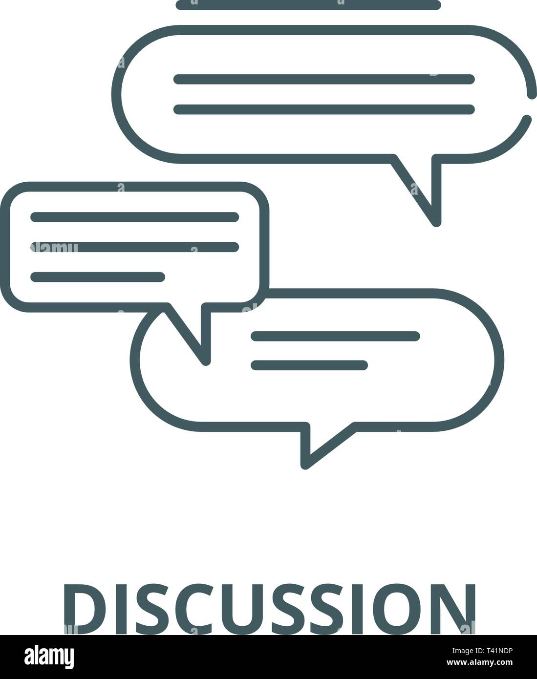 Discussion line icon, vector. Discussion outline sign, concept symbol ...