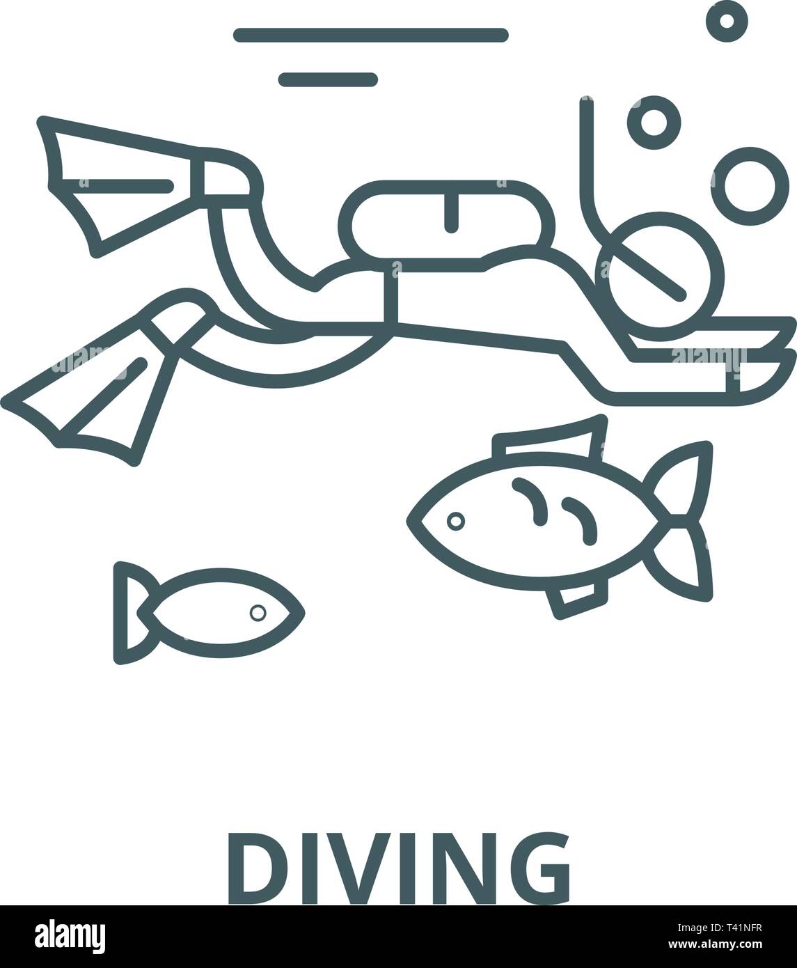 Diving line icon, vector. Diving outline sign, concept symbol, flat ...