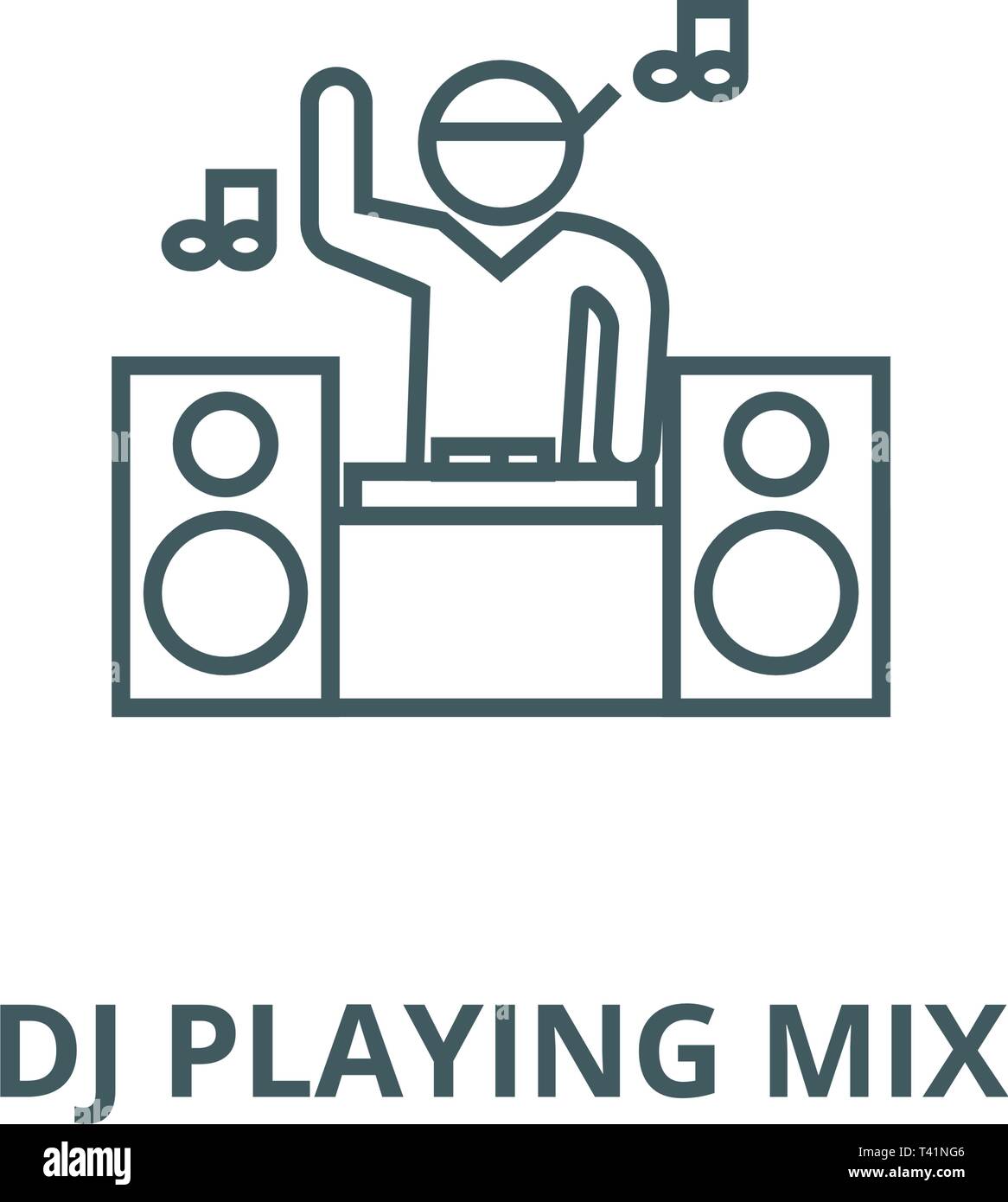 Dj playing mix line icon, vector. Dj playing mix outline sign, concept ...