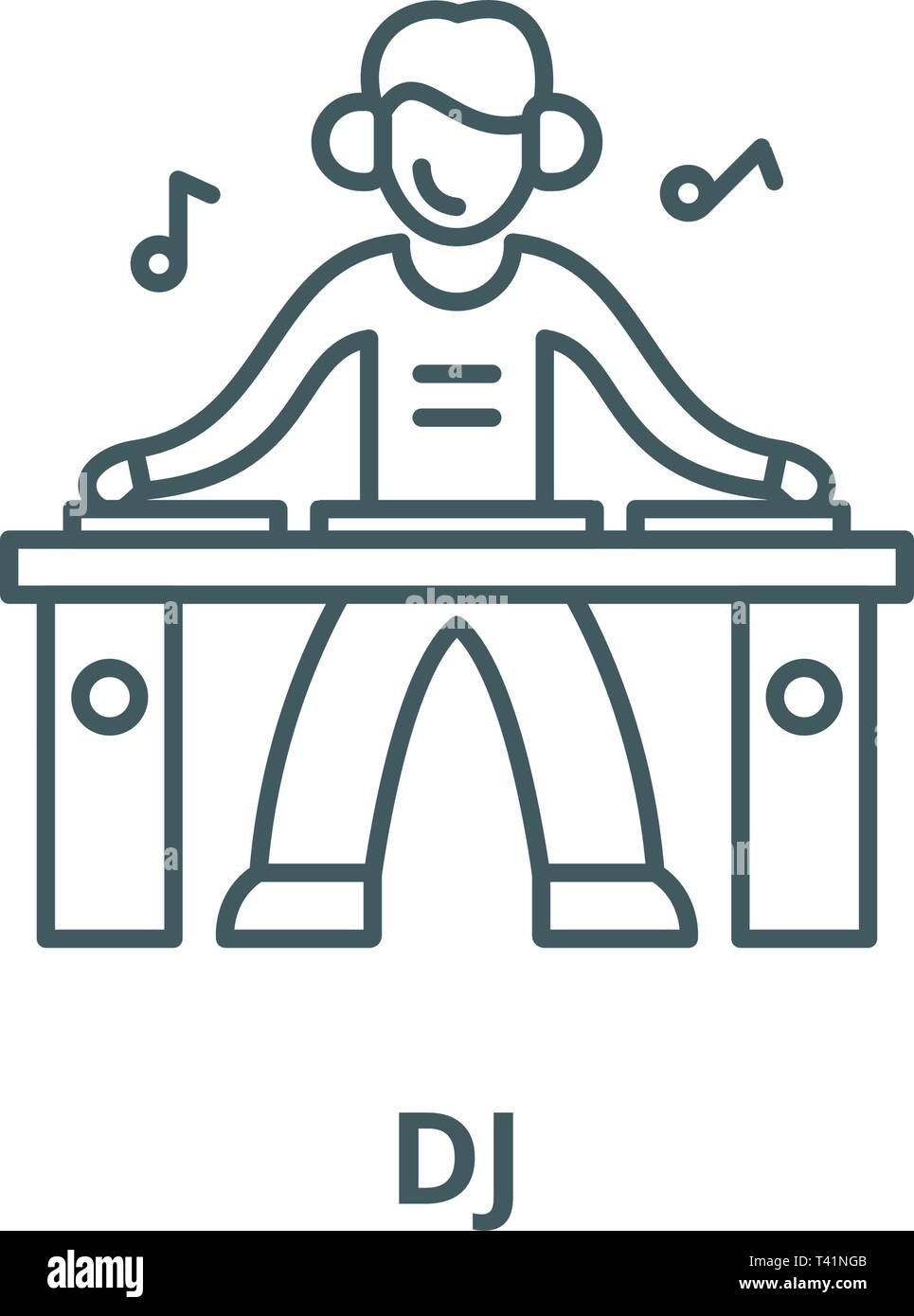 Dj line icon, vector. Dj outline sign, concept symbol, flat ...